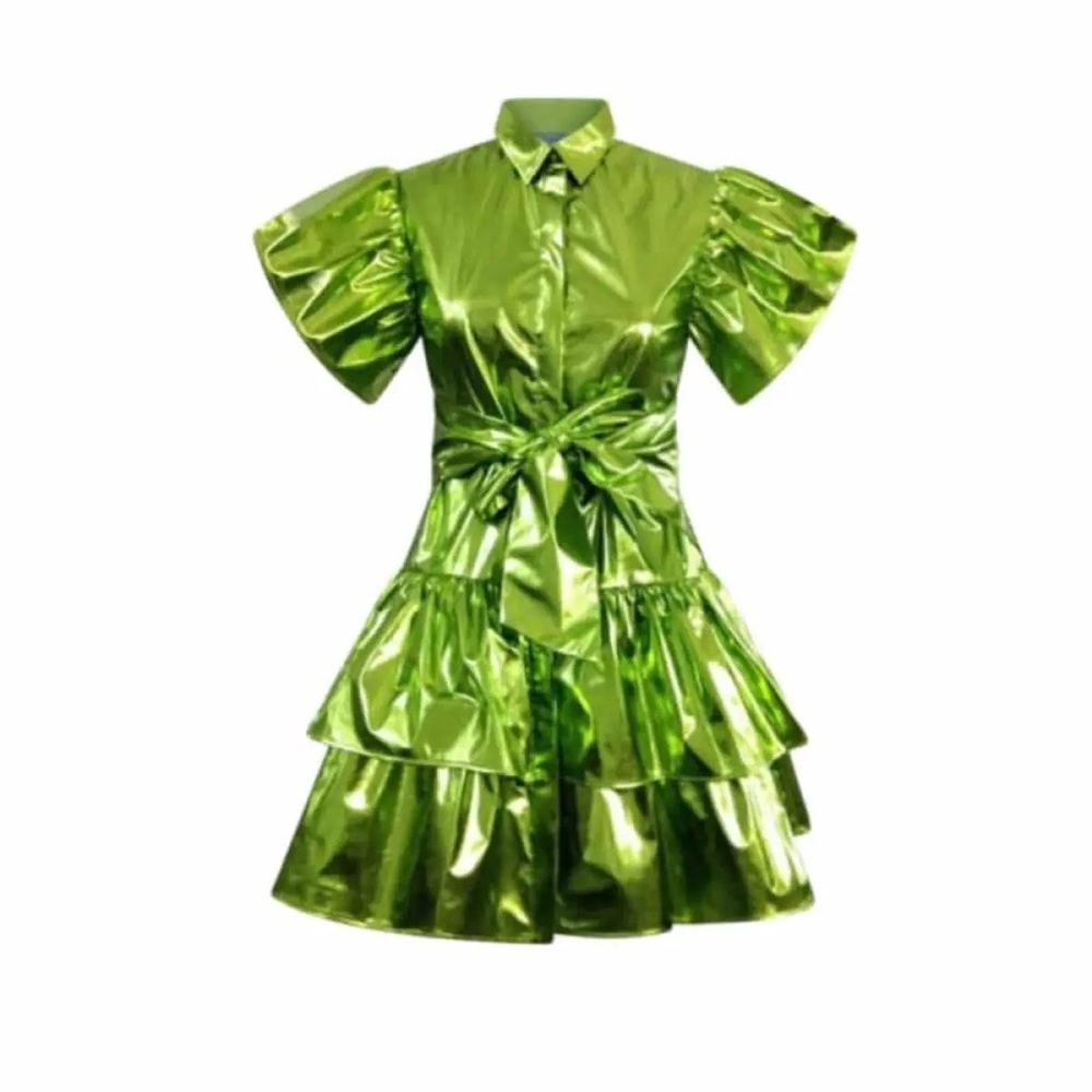 Neon Green Ruffle Dress - Gem